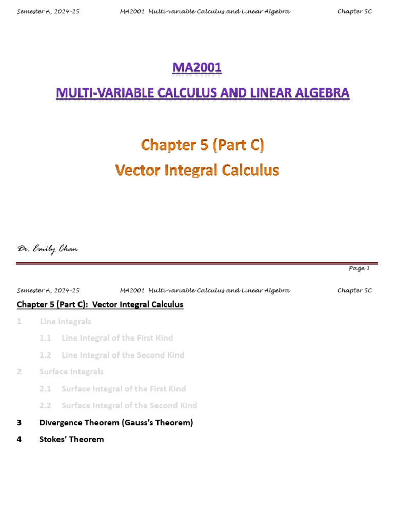 MA2001 2425A Ch5 PartC Slides | PDF | Integral | Flux