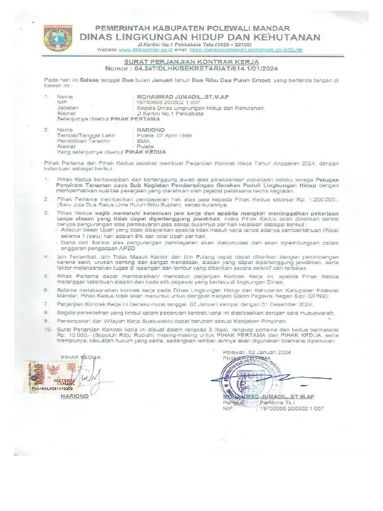 Hariono SK 2024 | PDF