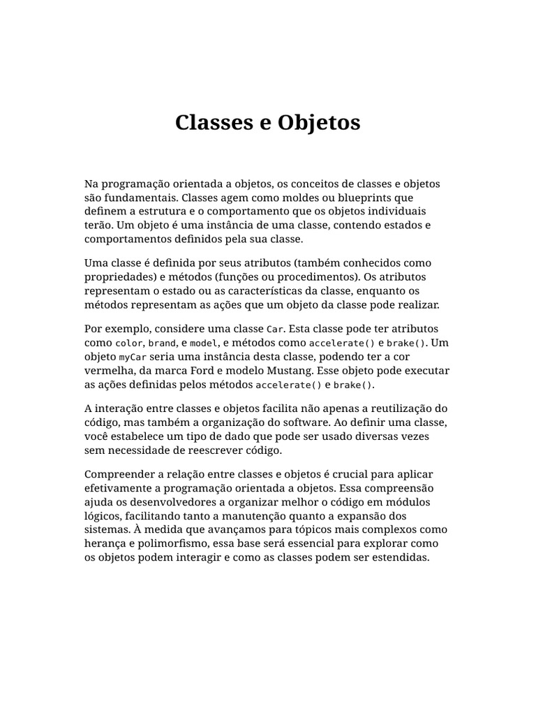 Classes e Objetos | PDF