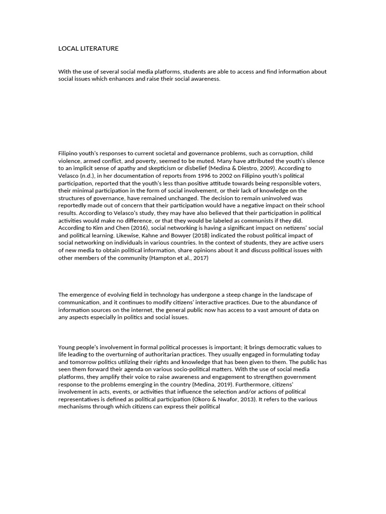 Local Literature | PDF | Social Media | Popular Culture & Media Studies