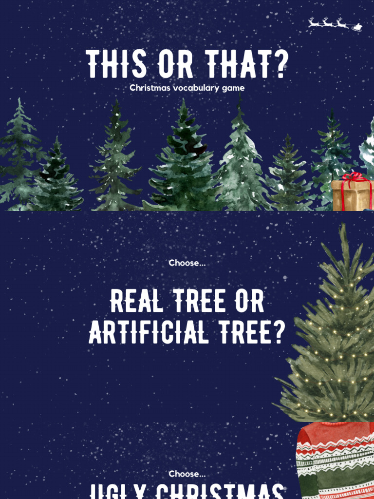 This or That Christmas Game Icebreaker Presentation in Colorful | PDF
