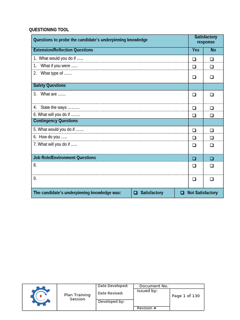 Task Sheet 1.4-6 On Construct A Questioning Tool (Template) | PDF
