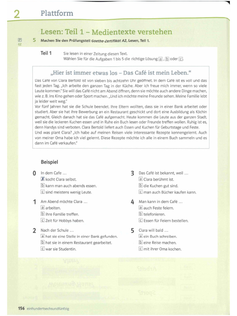 Lesen Teil 1+2 A2 | PDF