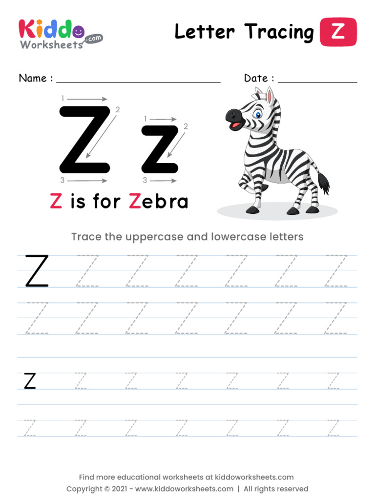 Letter Tracing Alphabet Z Worksheet | PDF