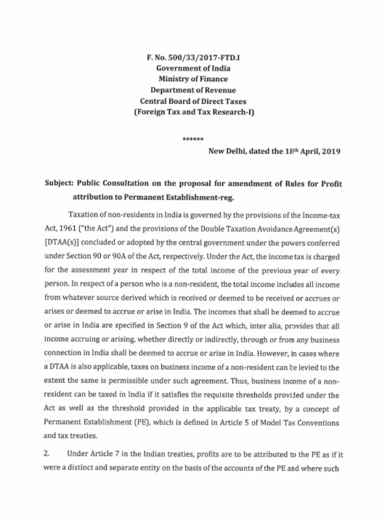 public_consultation_notice_18_4_19 | PDF | Permanent Establishment ...