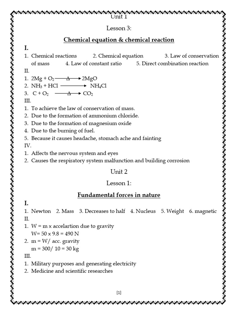 1st Prep. Term 2 Unit 1 Lesson3 Answers | PDF | Force | Mass