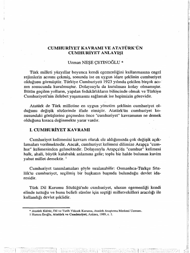 Cumhuriyet Kavram Ve Atat Rk' n Cumhuriyet Anlay [#912712]-1696047 | PDF