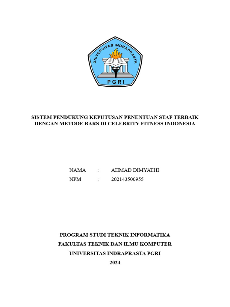 Sistem Pendukung Keputusan Penentuan Staf Terbaik Dengan Metode Bars Di ...