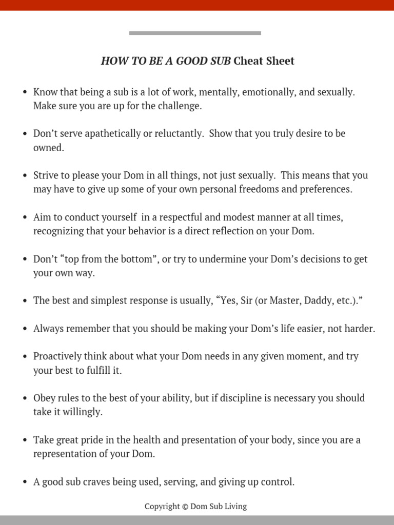 How to Be a Good Sub | PDF