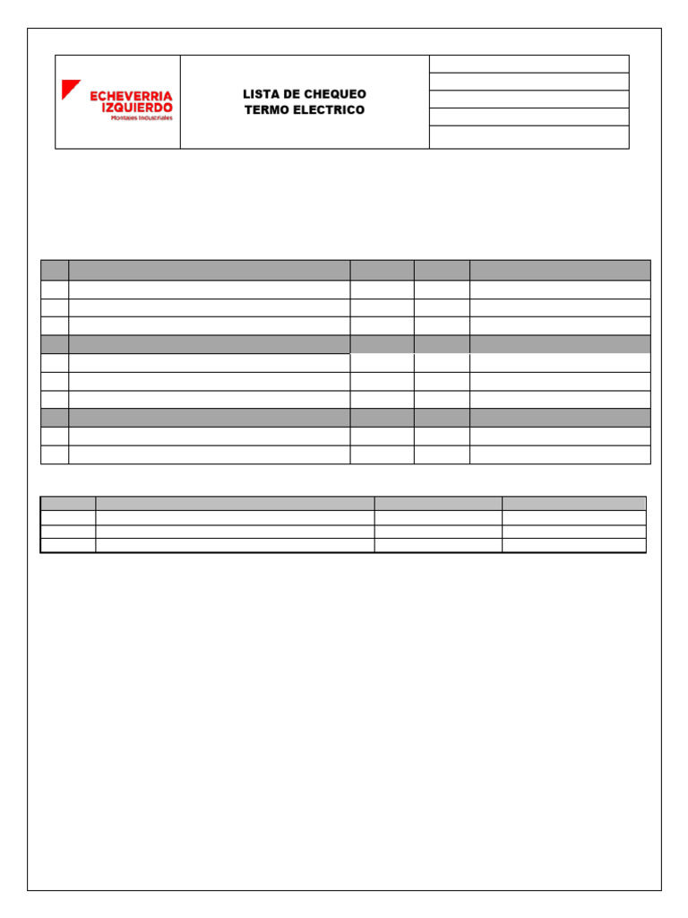 EIM-LCR-117-368 Check List Termo Eléctrico Rev. 01 | PDF