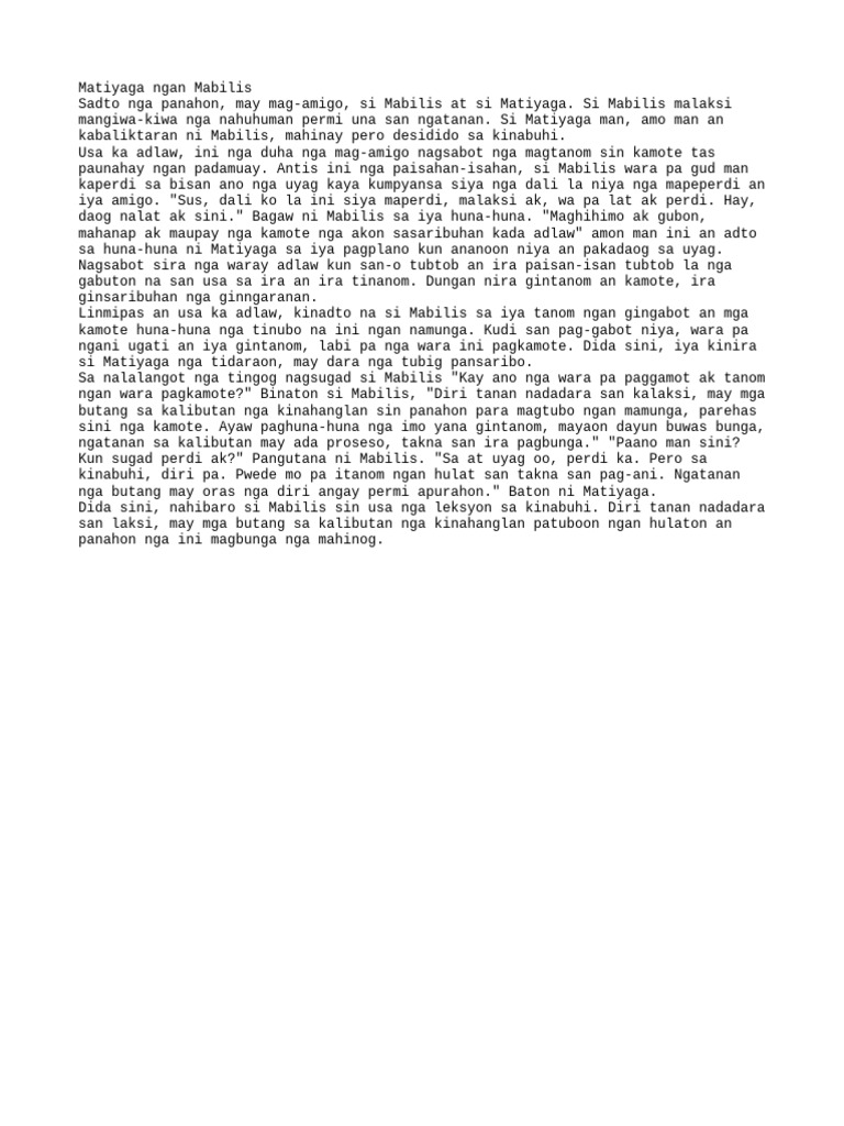 Matiyaga Ngan Mabili | PDF
