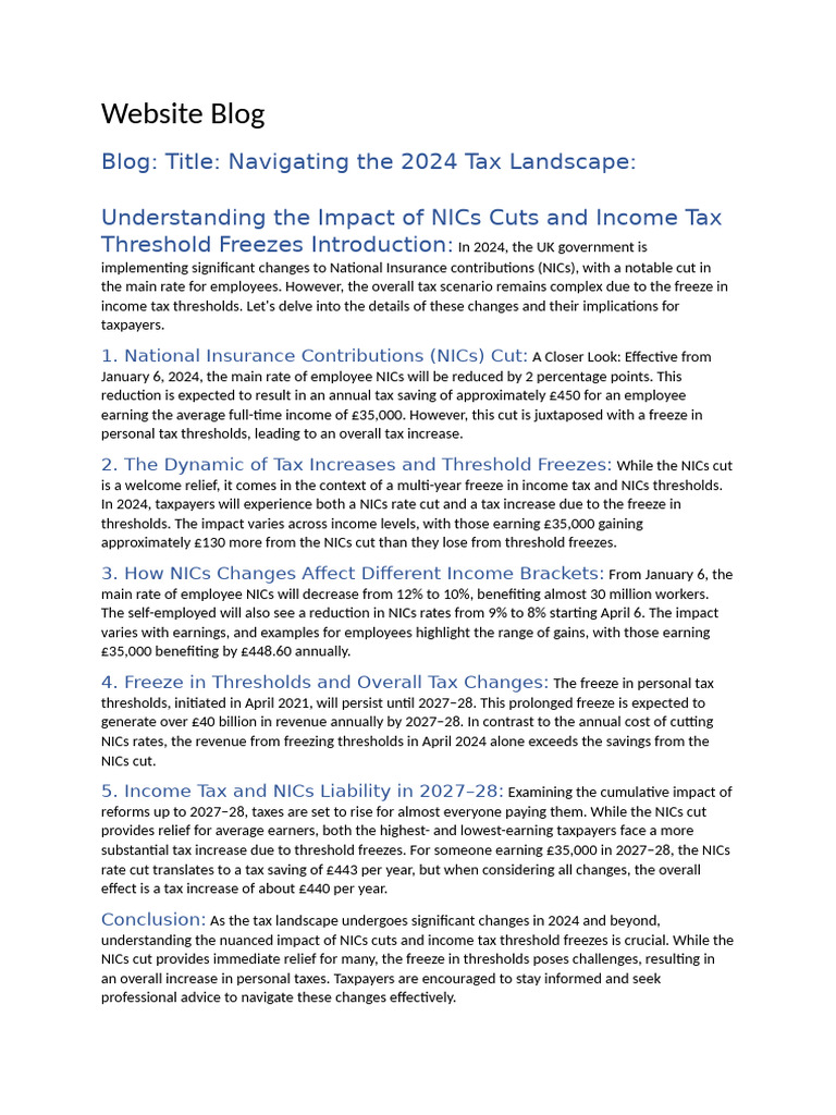 Navigating The 2024 Tax Landscape UK Blog | PDF | Taxes | Income Tax