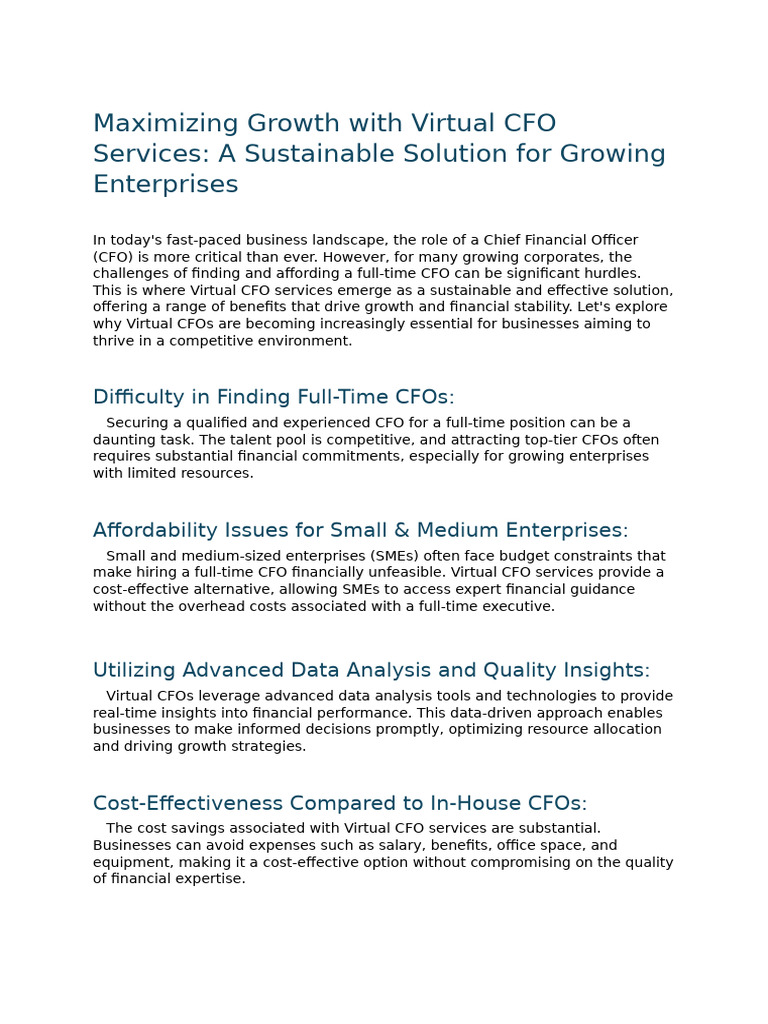 Maximizing Growth with Virtual CFO Services | PDF | Chief Financial Officer | Outsourcing
