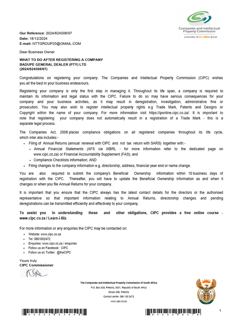 CoR15_1_A_9423089476 BADUPE GENERAL DEALER | PDF | Securities (Finance ...