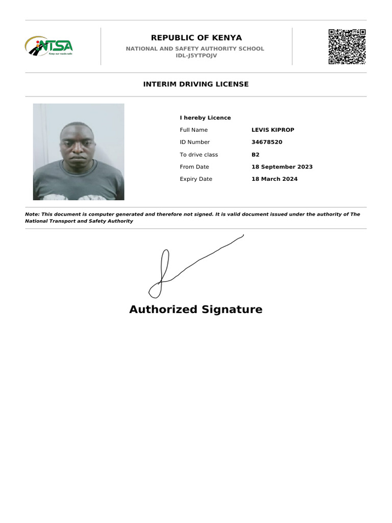 IDL-J5YTPOJV-Interim Driving License | PDF