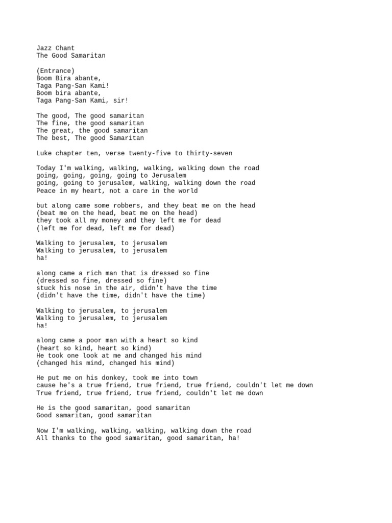 Jazz Chant: The Good Samaritan Story | PDF