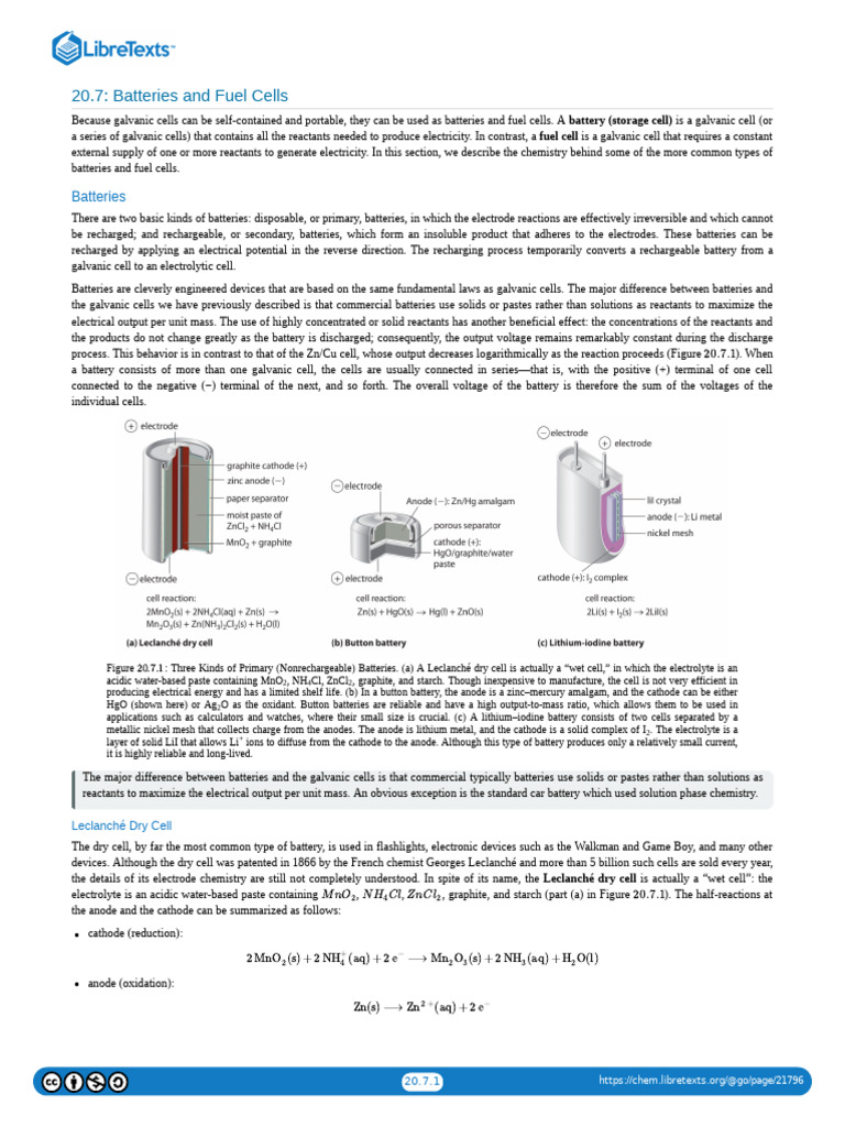 20.07 Batteries and Fuel Cells | PDF | Rechargeable Battery | Anode