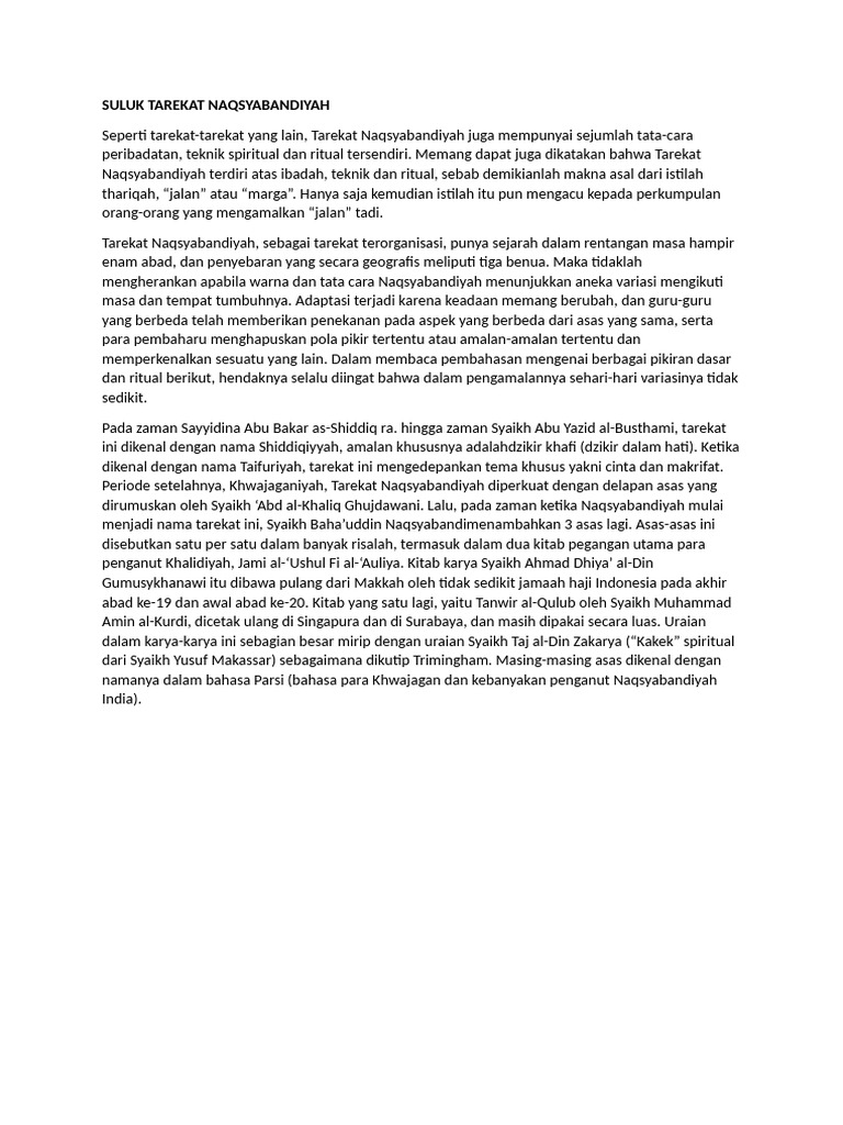 Sejarah dan Praktik Suluk Naqsyabandiyah | PDF