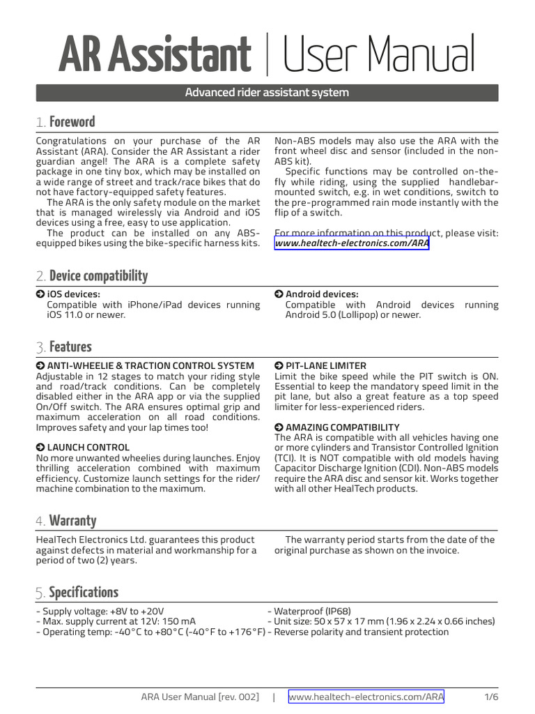 ARA_Manual_en | PDF | Ios | Anti Lock Braking System