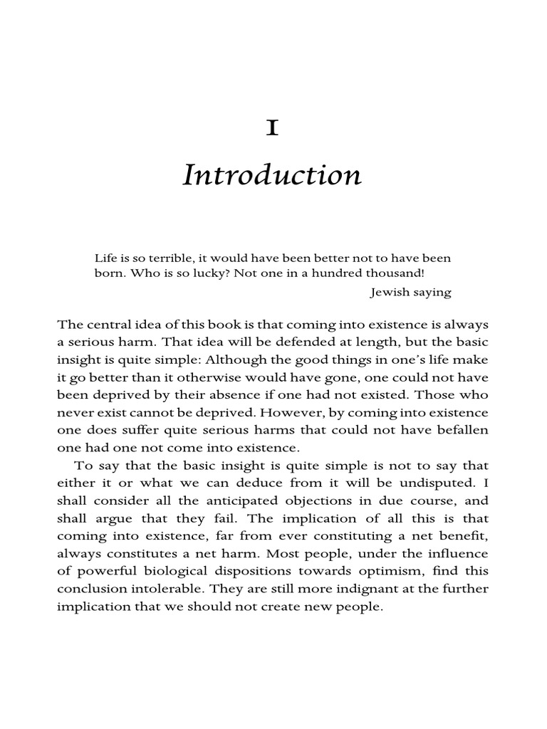 David Benatar - Better Never To Have Been22 | PDF | Reason | Existence