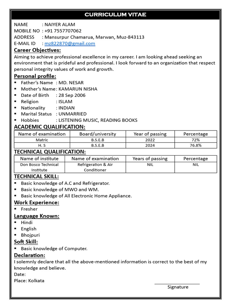 3) NAIYER ALAM CV | PDF