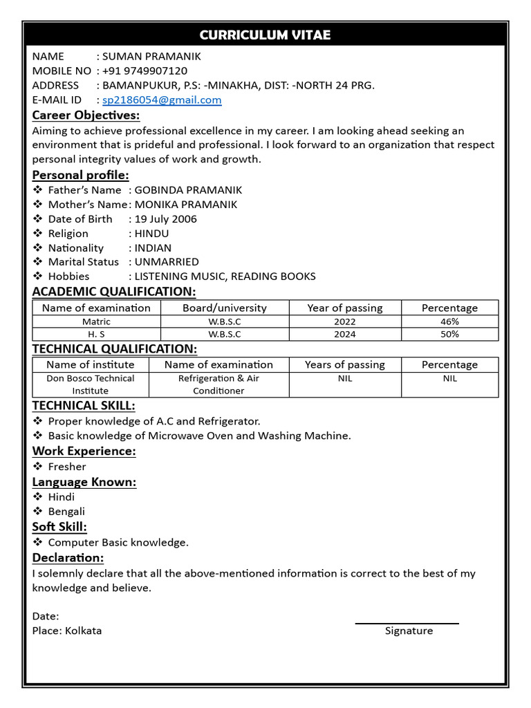 1) Suman Pramanik CV | PDF