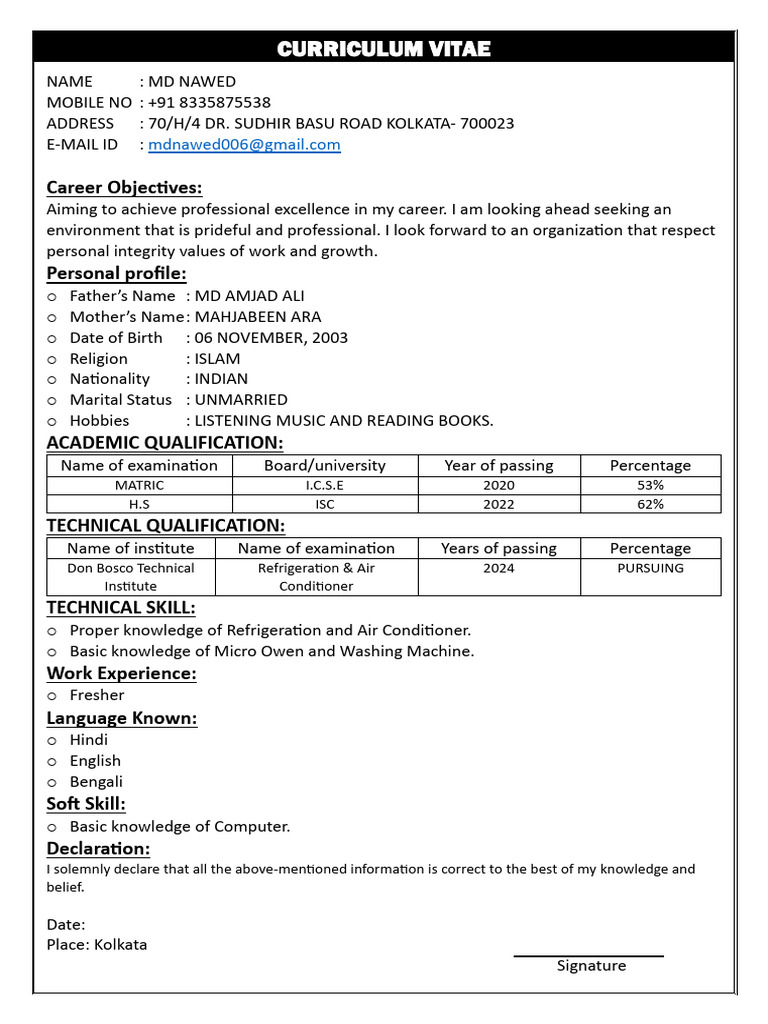 5) MD Nawed CV | PDF