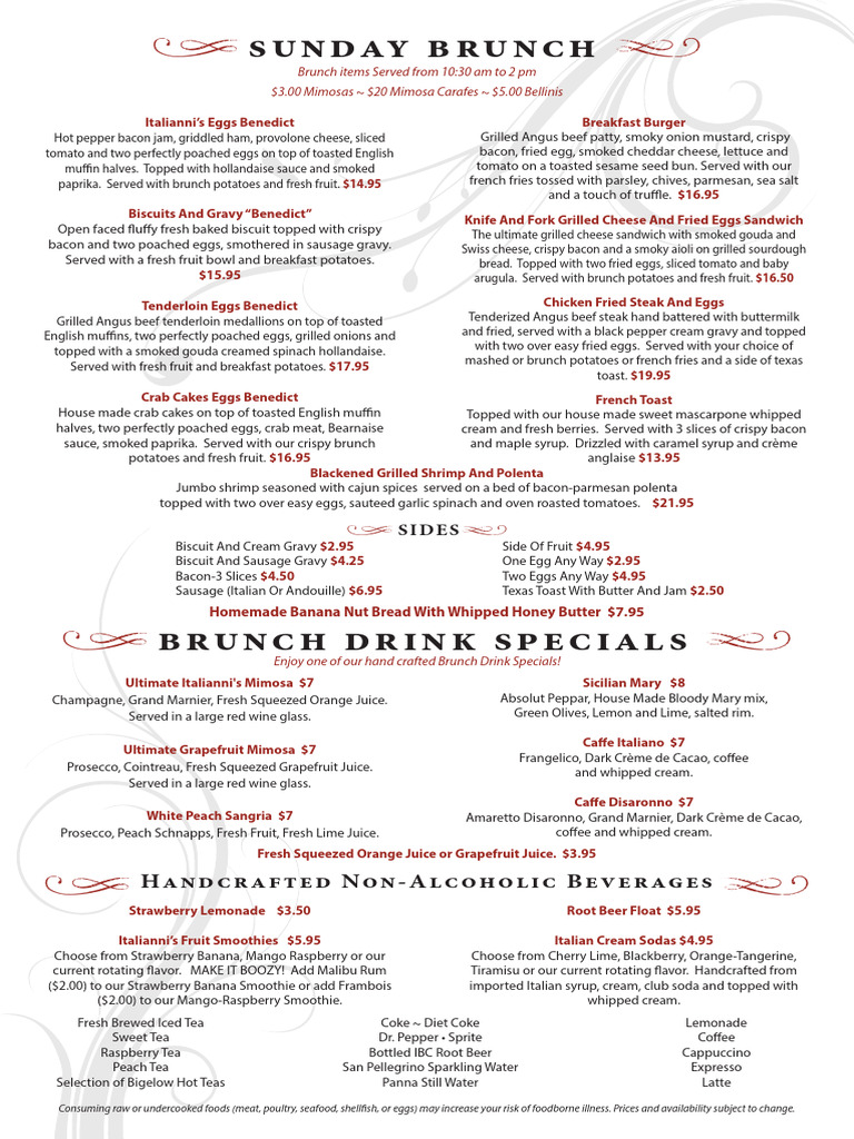 Delicious Brunch Menu Options | PDF | Sausage | Hamburgers