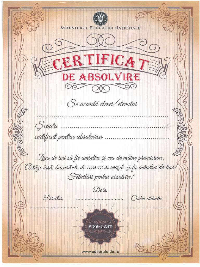 Certificat de Absolvire | PDF