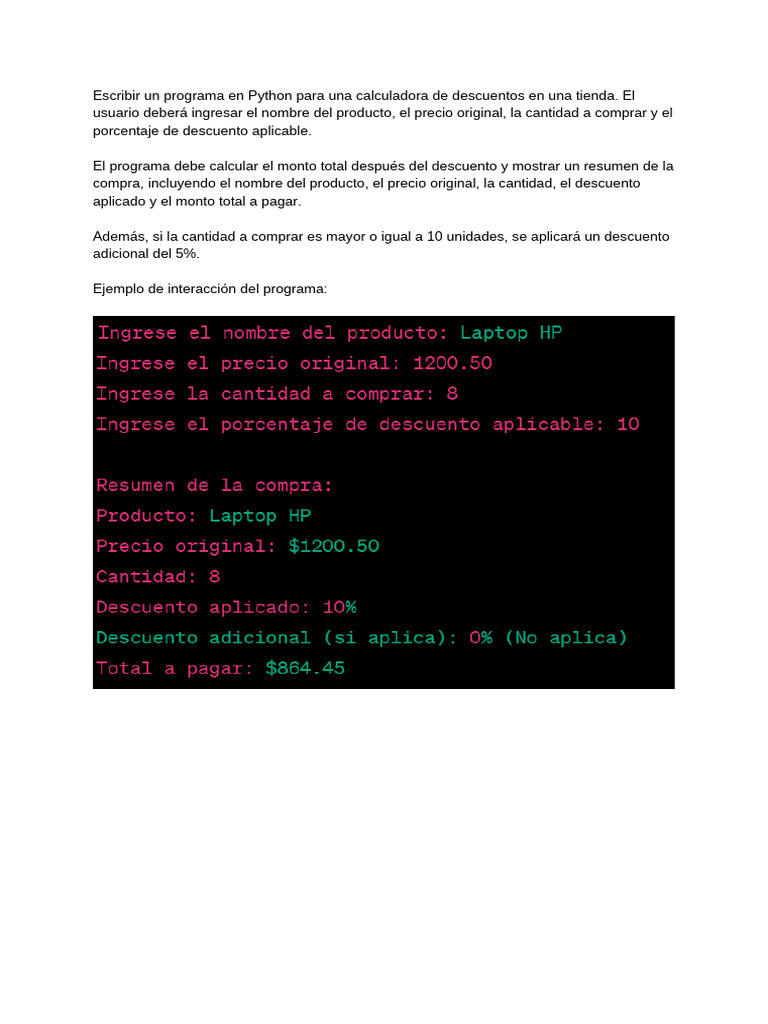 Calculadora de Descuentos en Python | PDF