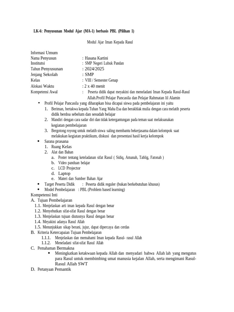 PBL Hasana Kartini Revisi | PDF