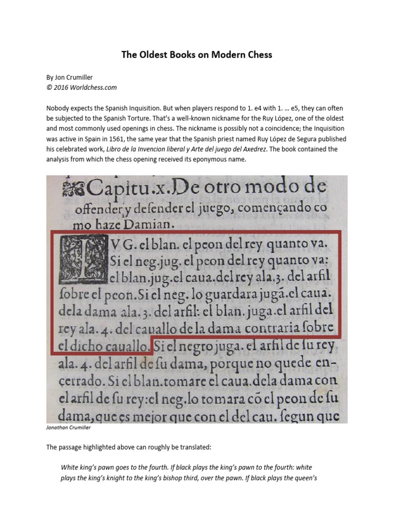 Oldest Books On Modern Chess | PDF | Traditional Games | Chess