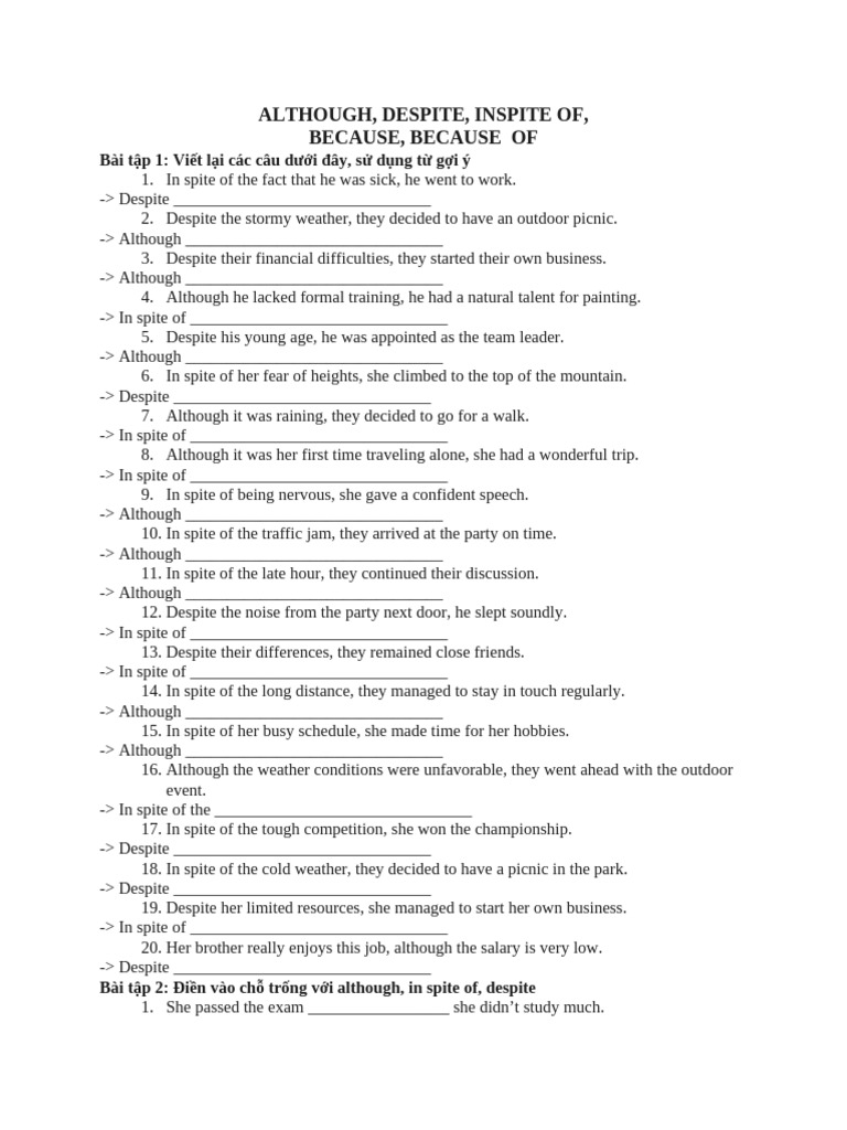 ALTHOUGH, BECAUSE | PDF