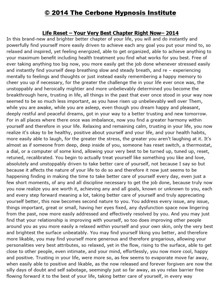 John Cerbone Life - Reset2014 | PDF | Psychology