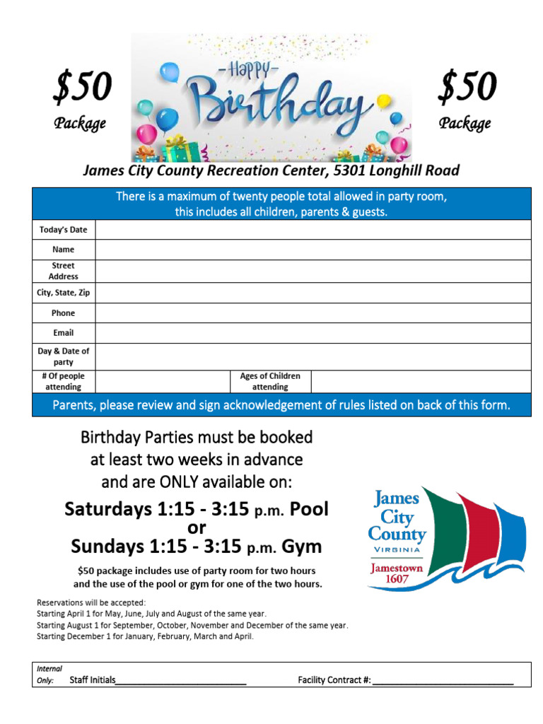 Pool Party Registration Form | PDF