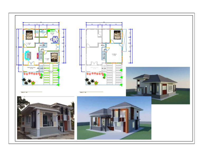 Denah Lantai 1 dan 2 Rumah Modern | PDF