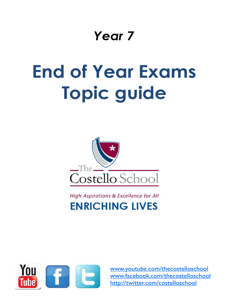 Year 7 End of Year Exam Guide | PDF | Shape | Ratio