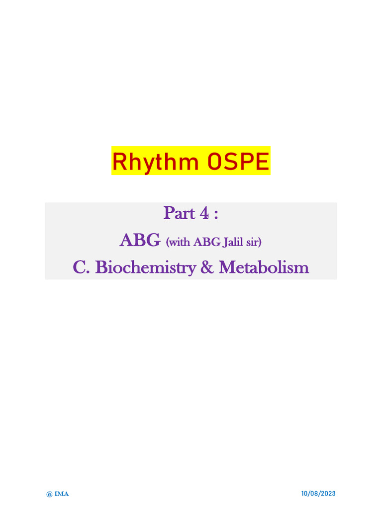4 ABG Rhythm-Jalil, C. Biochem Rhythm OSPE | PDF | Medical Emergencies | Physiology