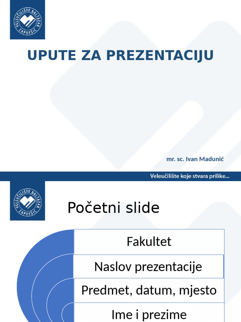 Upute Za Izradu Prezentacije I Izlaganje | PDF