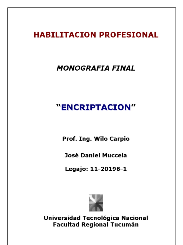 Monografia Encriptacion | PDF | Criptografía | Clave (criptografía)