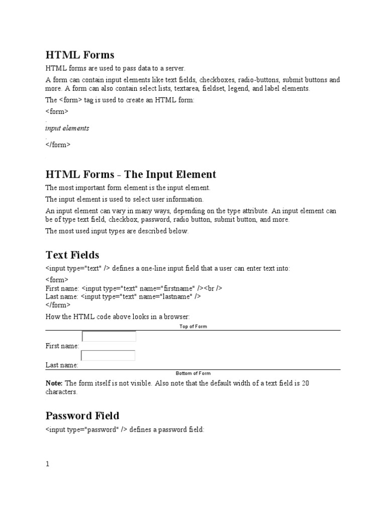 HTML Forms: Input Elements | Download Free PDF | Cascading Style Sheets ...
