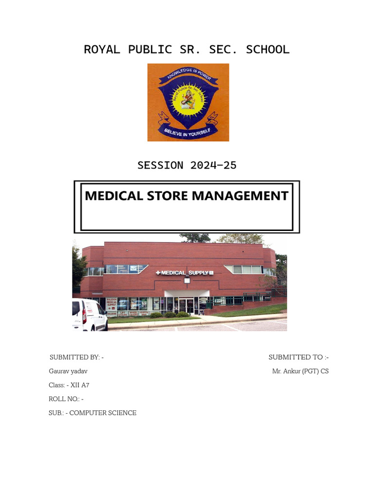 Medical Store Management System Project | PDF | Databases | Information ...