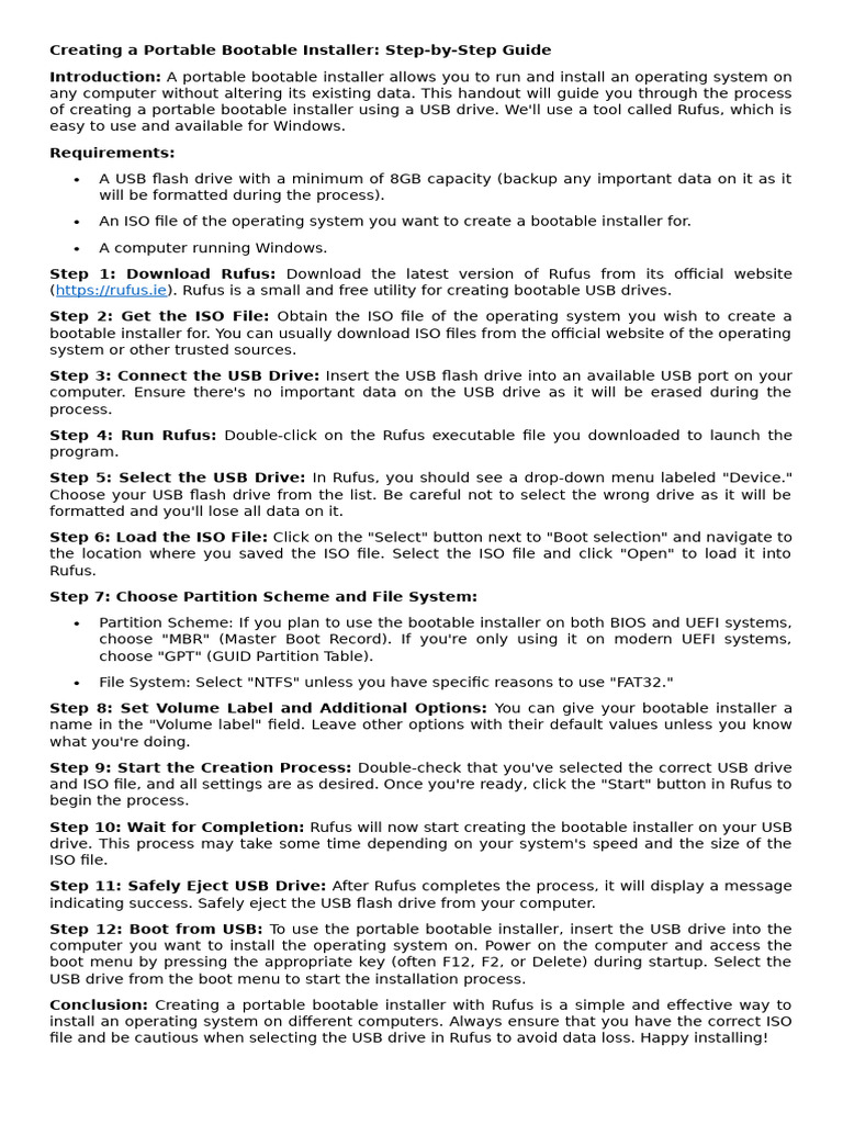 Creating A Portable Bootable Installer | PDF | Booting | Installation ...