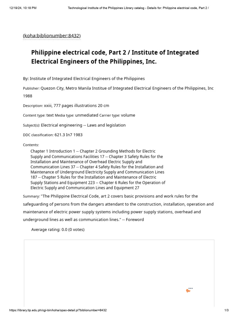 Technological Institute of The Philippines Library Catalog Details For ...