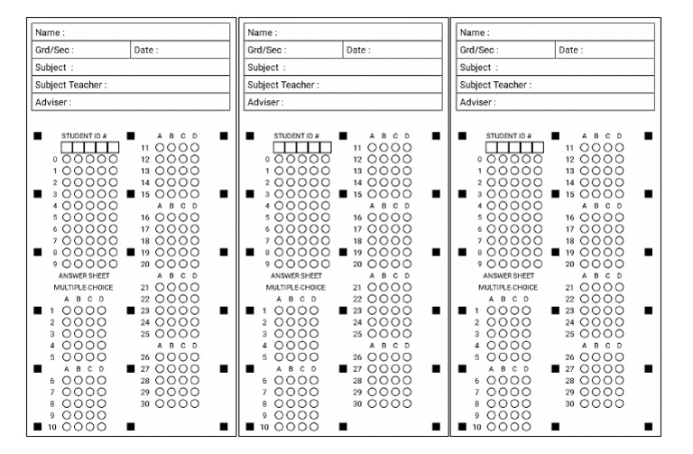 Evalbee ANSWER SHEET x40 | PDF