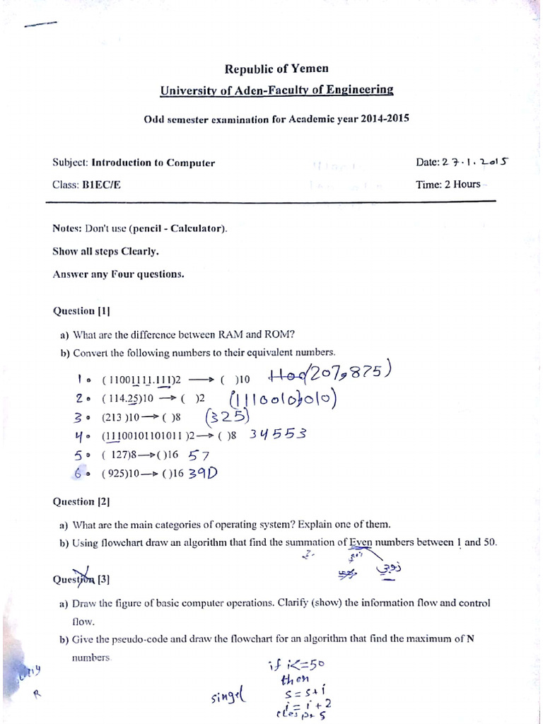 Examination 2019 Introduction To Computer | PDF
