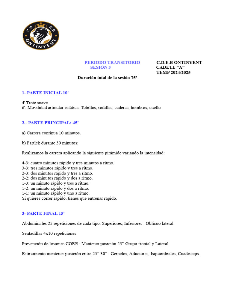 Periodo Transitorio 3 Cadete A | PDF