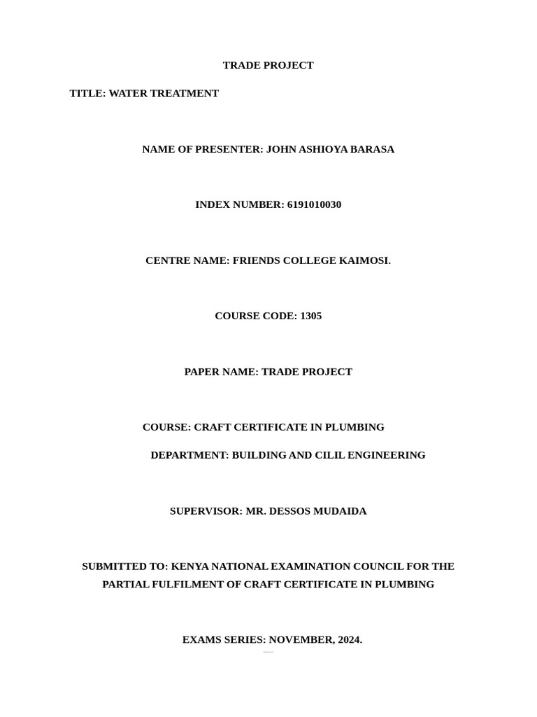 John Trade Project Finall | PDF | Sewage | Sewage Treatment