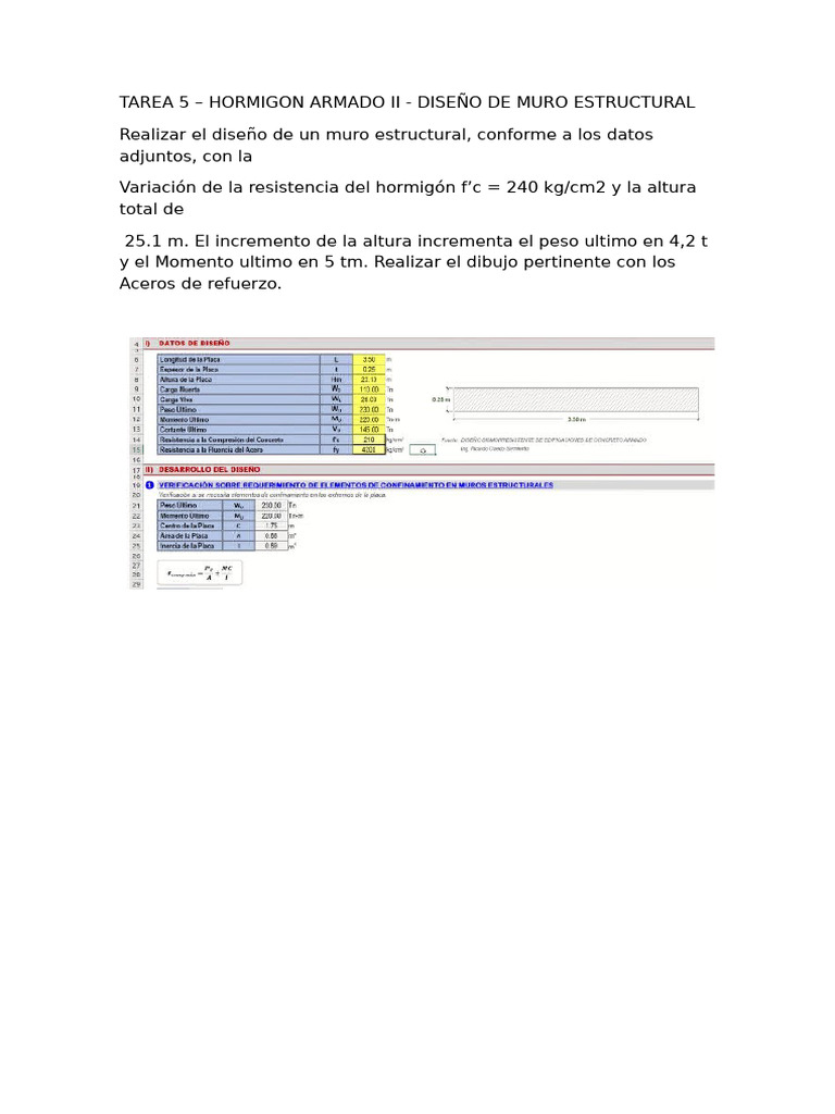 Tarea 5 - Hormigon Armado Ii-Diseño de Muro Estructural | PDF
