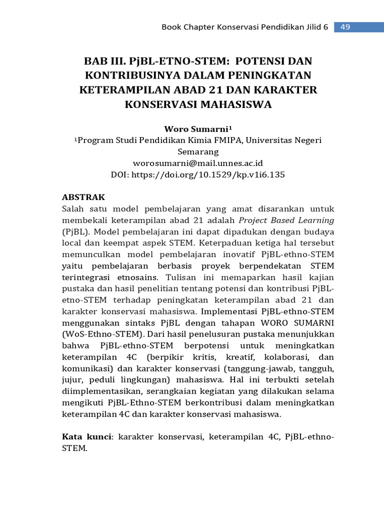 PjBL-Ethno-STEM untuk Keterampilan 4C | PDF